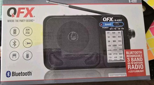 QFX R-42BT 3-Band AM/FM/SW Radio +Bluetooth +USB +LED Flash Light | eBay