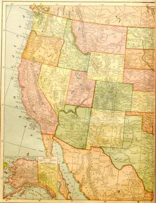 Beautiful Original 1899 United States Large Color Map/14x20 2 page ...