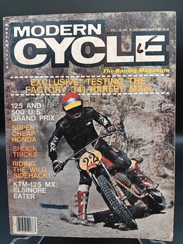 MODERN CYCLE MAGAZINE OCT 76 H-D 341 MX KTM 125 GP CB750 Sidecar Super ...