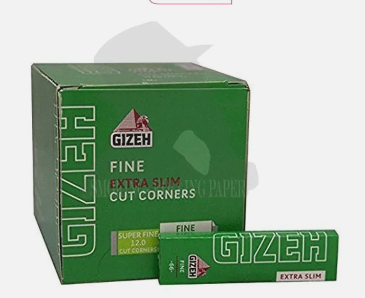 Gizeh Extra Slim Fine Rolling Papers Cut Corners 2x Full Box = 100 ...