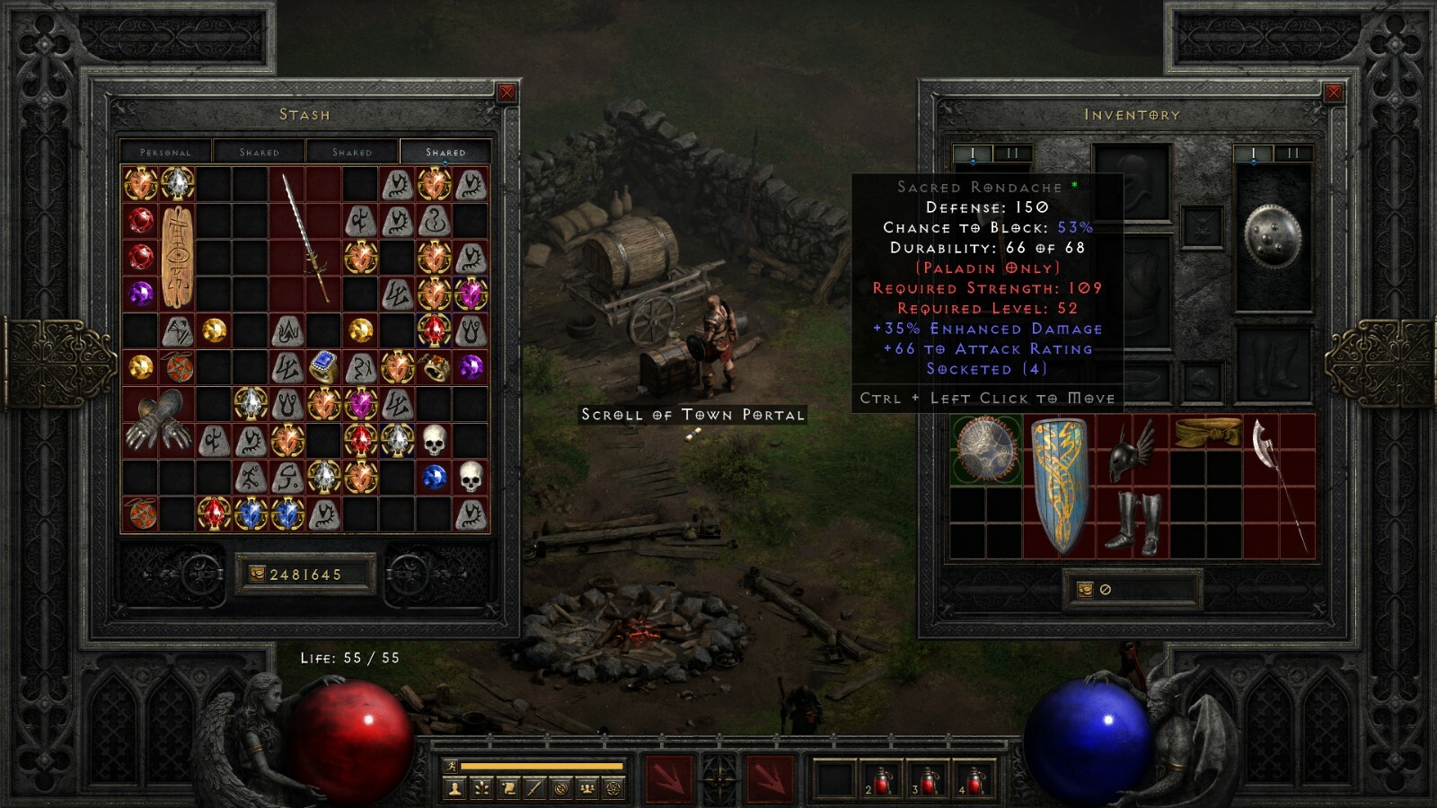 diablo 2 resurrected D2R Superior Heraldic Shield 4os + Sacred Rondache ...