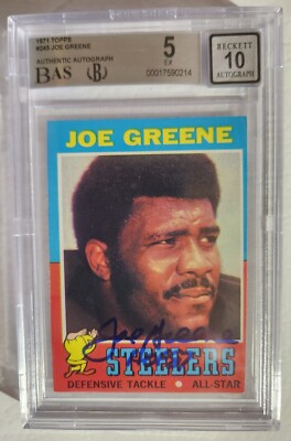1971 Topps Joe Greene Autographed Signed HOF 87 Rookie Card RCBGS BAS 5 ...