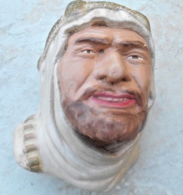 VINTAGE HEAD-LIKE CHALKWARE ISLAM ARAB SHEIK VIVID COLORING WALL PLAGUE ...