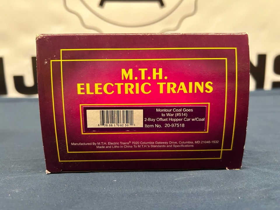 Mth Montour Coal Goes To War #514 2-Bay Offset Hopper Car w/ Coal Load ...