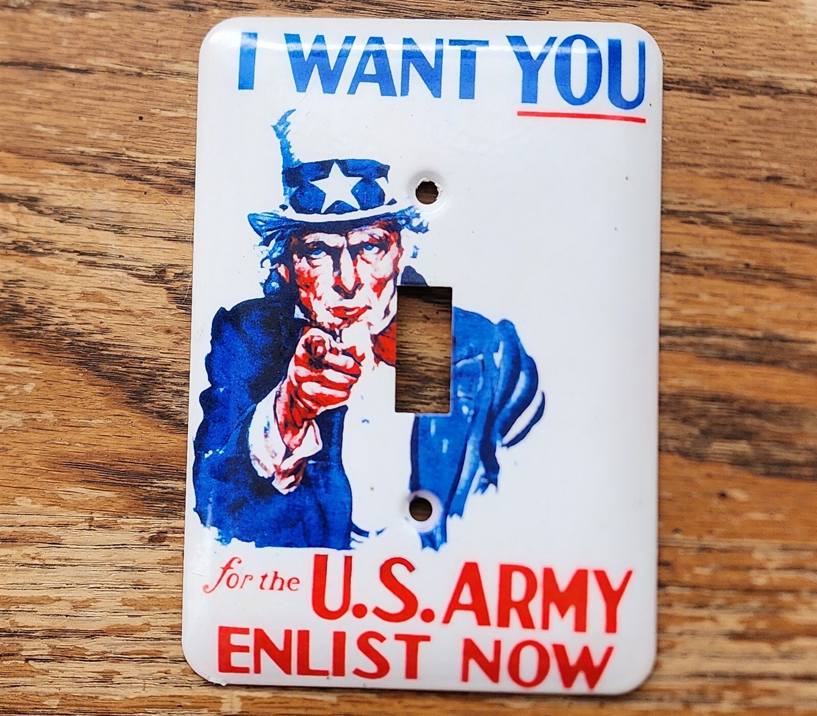 ALL METAL UNCLE SAM LIGHT SWITCH PLATE I WANT YOU US ARMY ENLIST NOW 3. ...