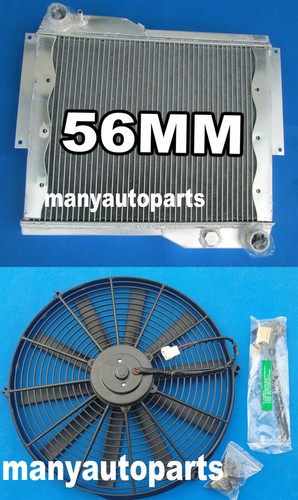 56mm Aluminum Radiator+Fan For 1973-1976 ROVER MG MGB GT V8 MT SWAP 74 ...