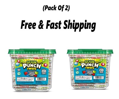 Sour Punch Twists, Individually Wrapped Candy, 2.59lb (210 Pieces) Jar ...
