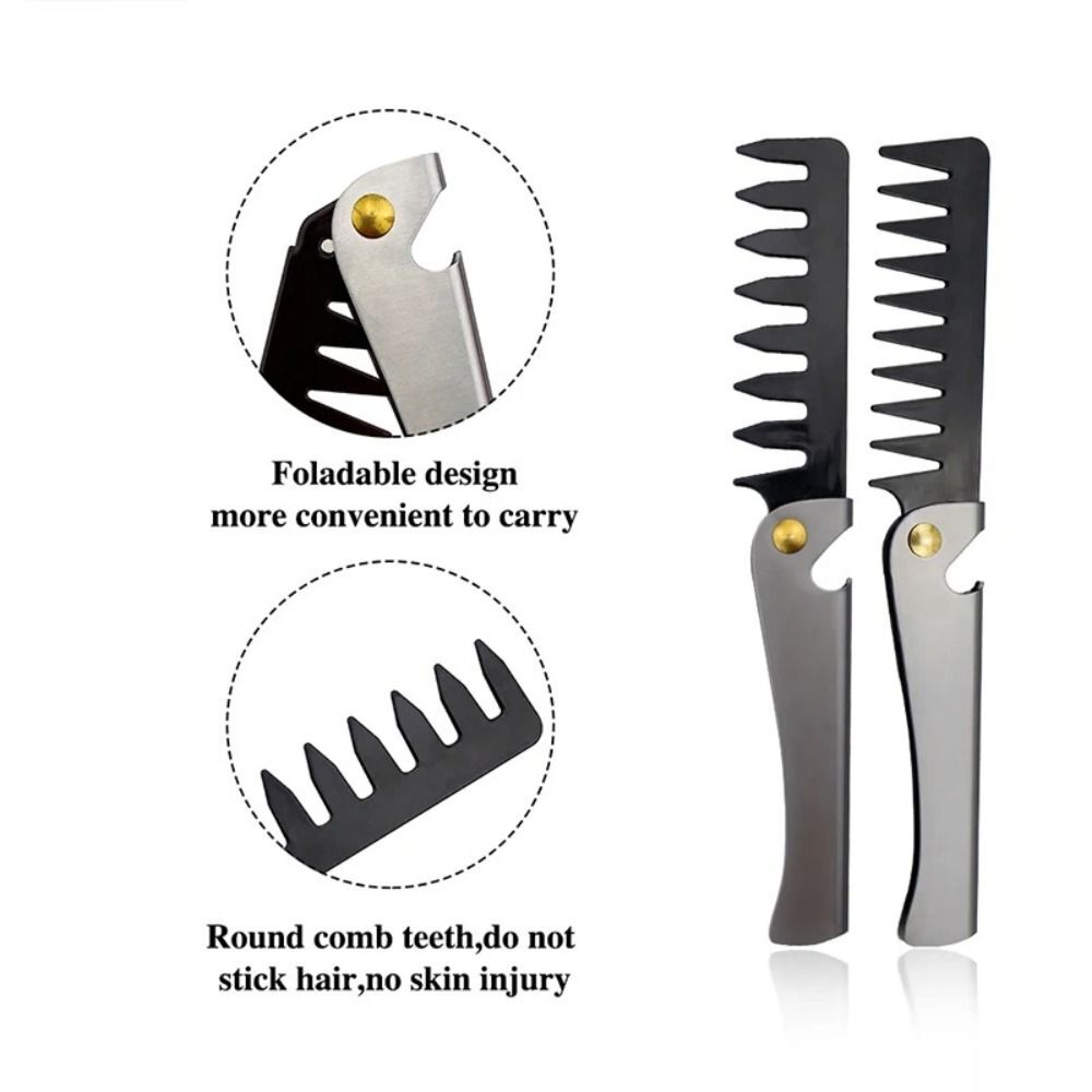 Portable Folding Steel Combs Folding Facial Mustache Comb Men | eBay