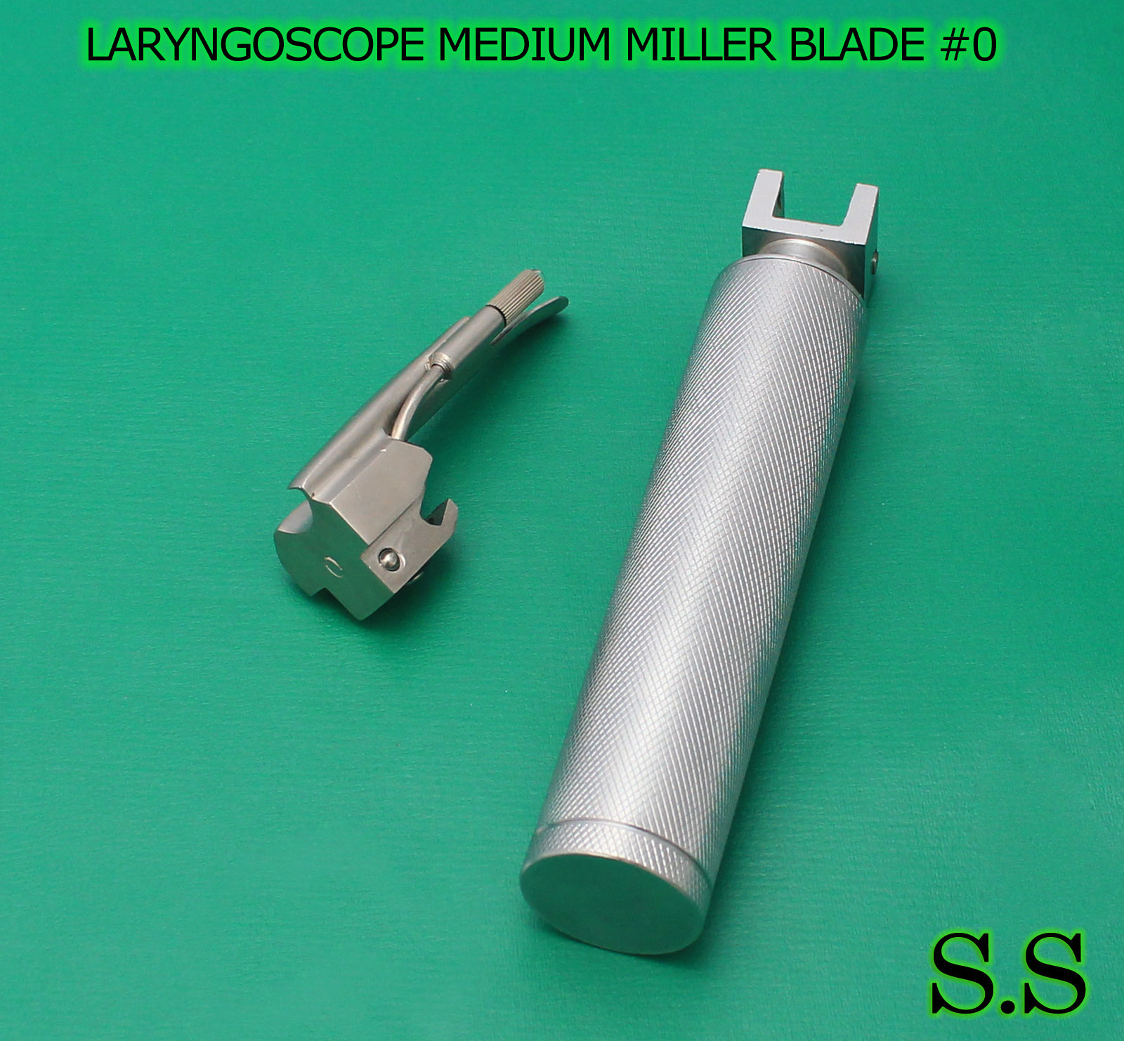 LARYNGOSCOPE MEDIUM+SMALL HANDLE+MILLER BLADE #0 INTUBATION ANESTHESIA ...