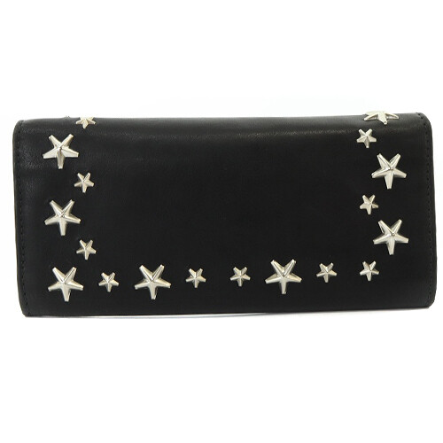Jimmy Choo Star Studded Bifold Long Wallet Leather Black /Sr13 Oh Women ...