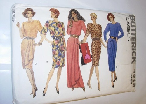 WOMENS Cut BUTTERICK 4918 Sewing Pattern MOCK WRAP DRESS FORMAL SIZE 12 ...