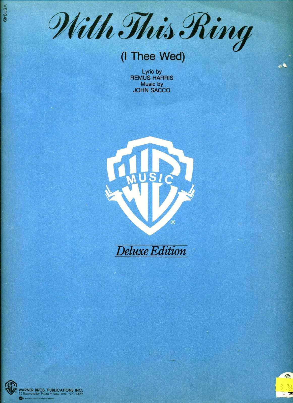 WITH THIS RING (I THEE WED) SHEET MUSIC DELUXE PIANO/VOCAL/GUITAR ...