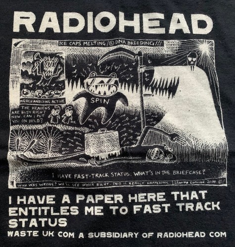 VTG 2000 Radiohead Ice Caps Melting ‘Kid A’ W.A.S.T.E. Band Shirt, Men ...