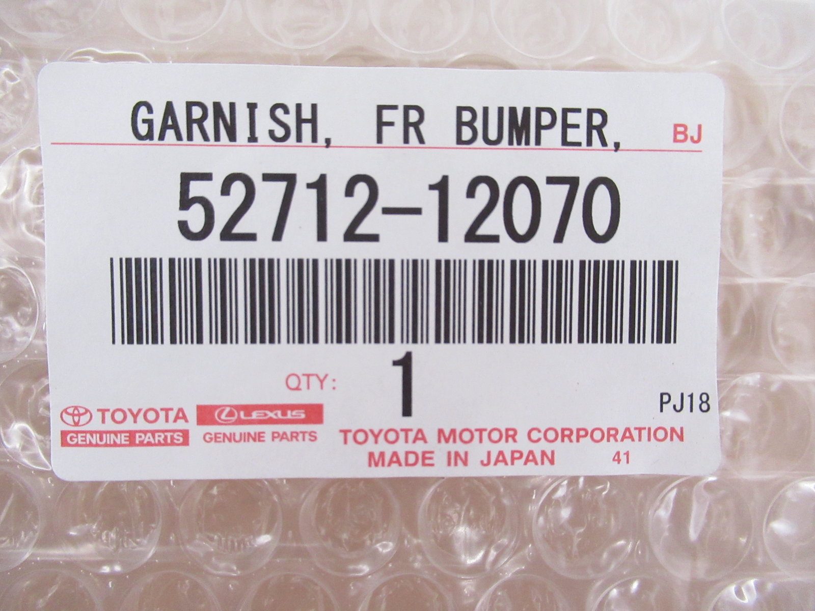 Genuine OEM Toyota 52712-12070 Driver Front Bumper Trim 2019-2020 ...