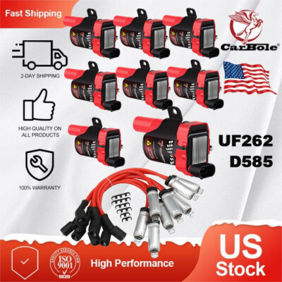 8 Performance Ignition Coil UF262 Spark Plug Wire Set For Chevy GMC ...