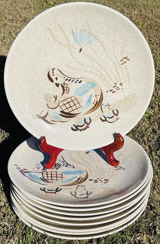 Set of 9 Mid Century Modern Red Wing Pottery 11" Dinner Plates Bob ...
