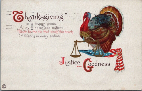 Thanksgiving Turkey Flag Justice Scales 1922 Rochester NY Red Cross ...