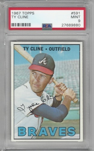 1967 Topps Baseball card 591 Ty Cline Atlanta Braves PSA 9 MINT | eBay