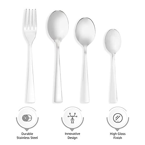 25 Piece Cutlery Set with Stand | 6 Tea Spoons, 6 Snack Spoons, 6 ...