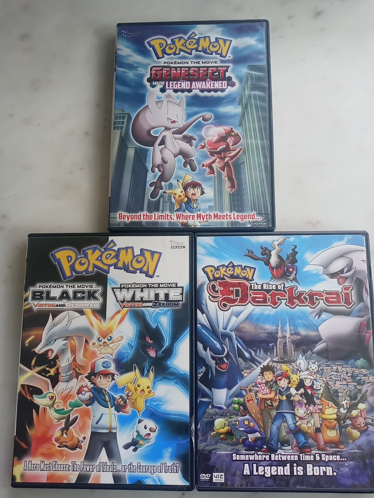 Pokémon 3 DVD Lot The Rise of Darkrai, Genesect & Black/White Victini 2 ...