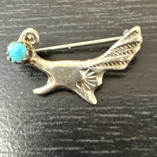 Southwestern Sterling Silver Turquoise Eye Roadrunner Pin or Brooch | eBay