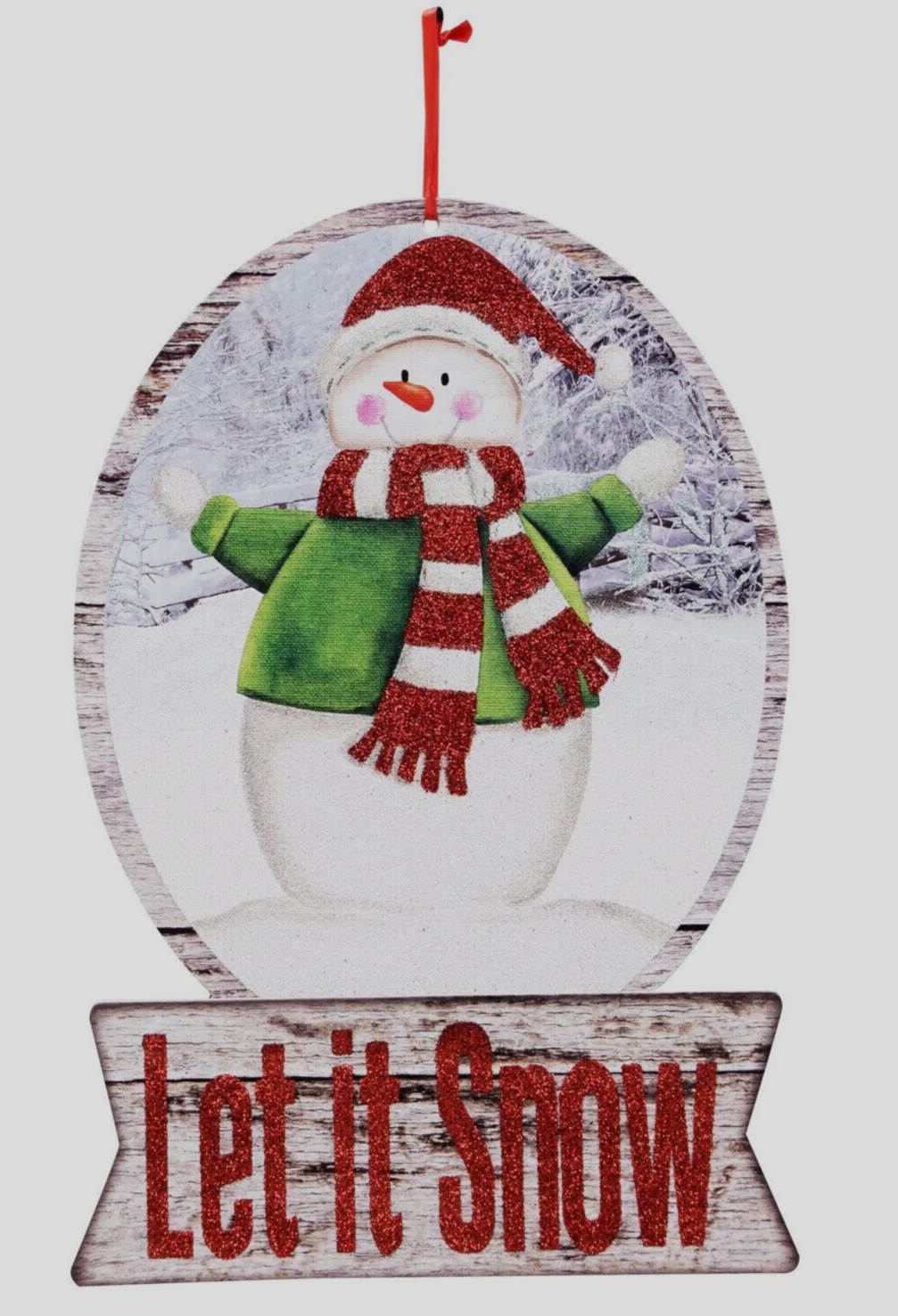 Glittery Christmas House Snow Globe Sign Snowman "Let it Snow" 14" FAST ...