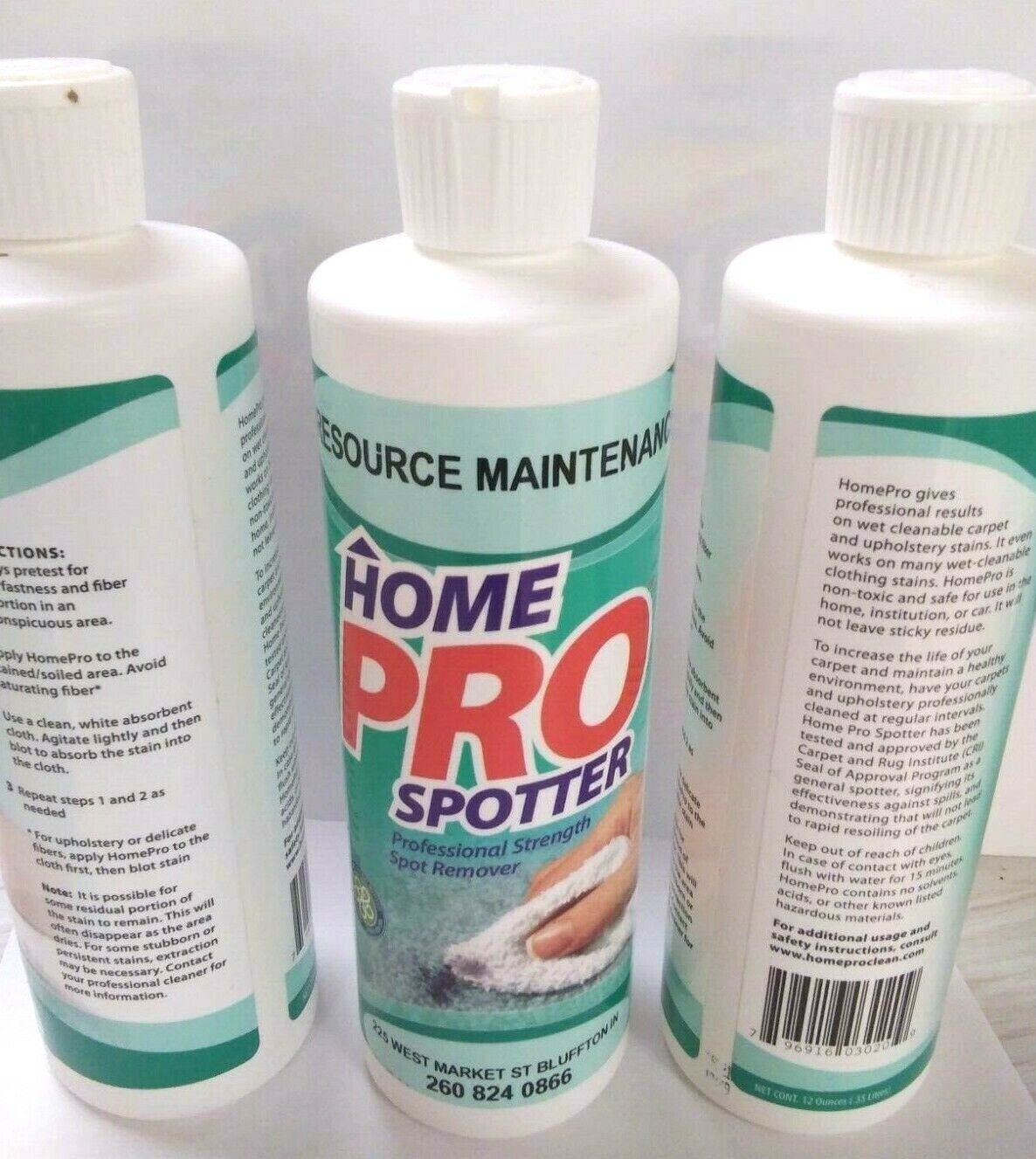 3 - 12oz. HOME PRO SPOTTER PROFESSIONAL CARPET SPOT REMOVER 3 BOTTLES ...