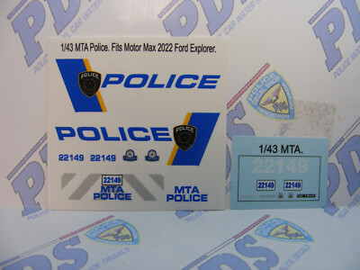 MTA NY Police 1:43 Water Slide Decals Fits Motormax 2022 Explorer. New ...