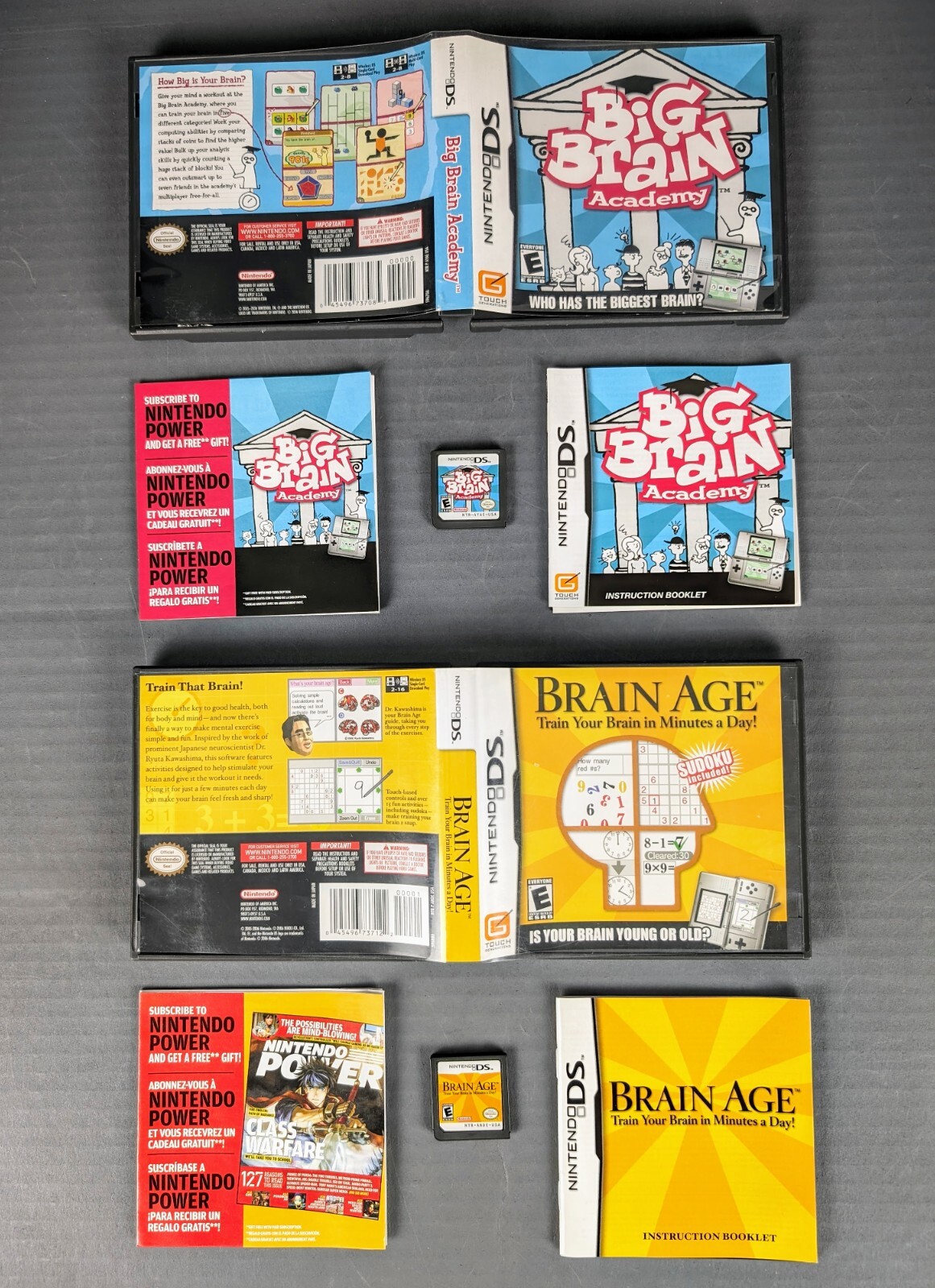 COMPLETE Big Brain Academy + Brain Age (Nintendo DS) CIB Cleaned ...