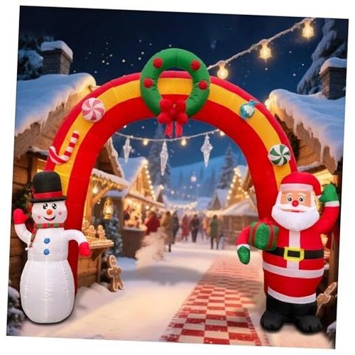11.8 FT Christmas Inflatables Archway, Blow Up Santa Claus and Snowman ...