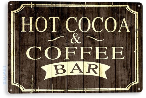 Hot Cocoa Coffee Sign Rustic Coffee Shop Metal Sign Decor Kitchen Tin ...