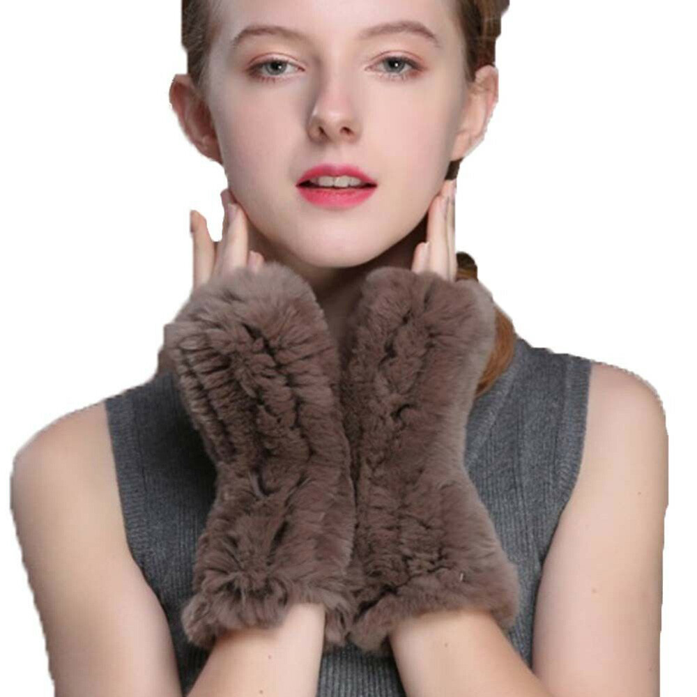 Winter Fur Glove Real Rex Rabbit Fur Mitten Double Side Tight Woven ...
