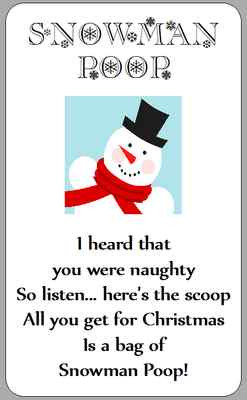Snowman Poop Stickers Christmas Poem Labels C | eBay UK