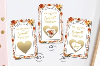 10 Bridal Shower Scratch off Cards Games Gold Heart Scratch Wedding ...