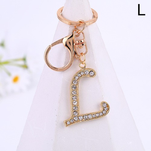 Rhinestone Initial Letter Key Ring Holder Alphabet Women Bag Pendant ...