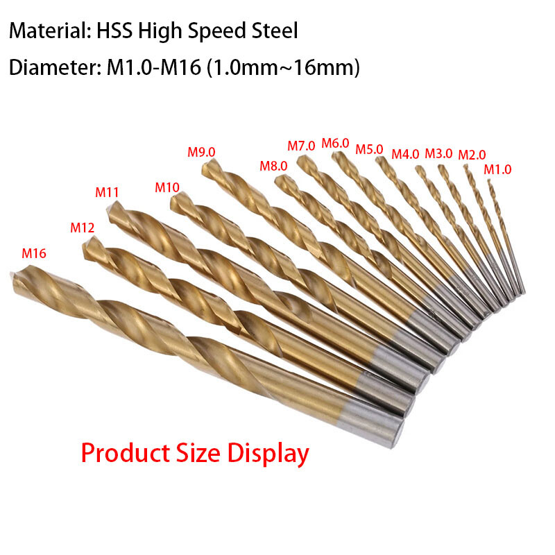 M1.0~M16 Metric High Speed Steel HSS Titanium-plated Twist Drill Bits ...