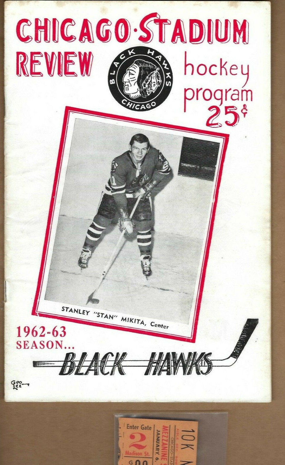 1963 1/6 hockey program ticket Toronto Maple Leafs Chicago Blackhawks ...
