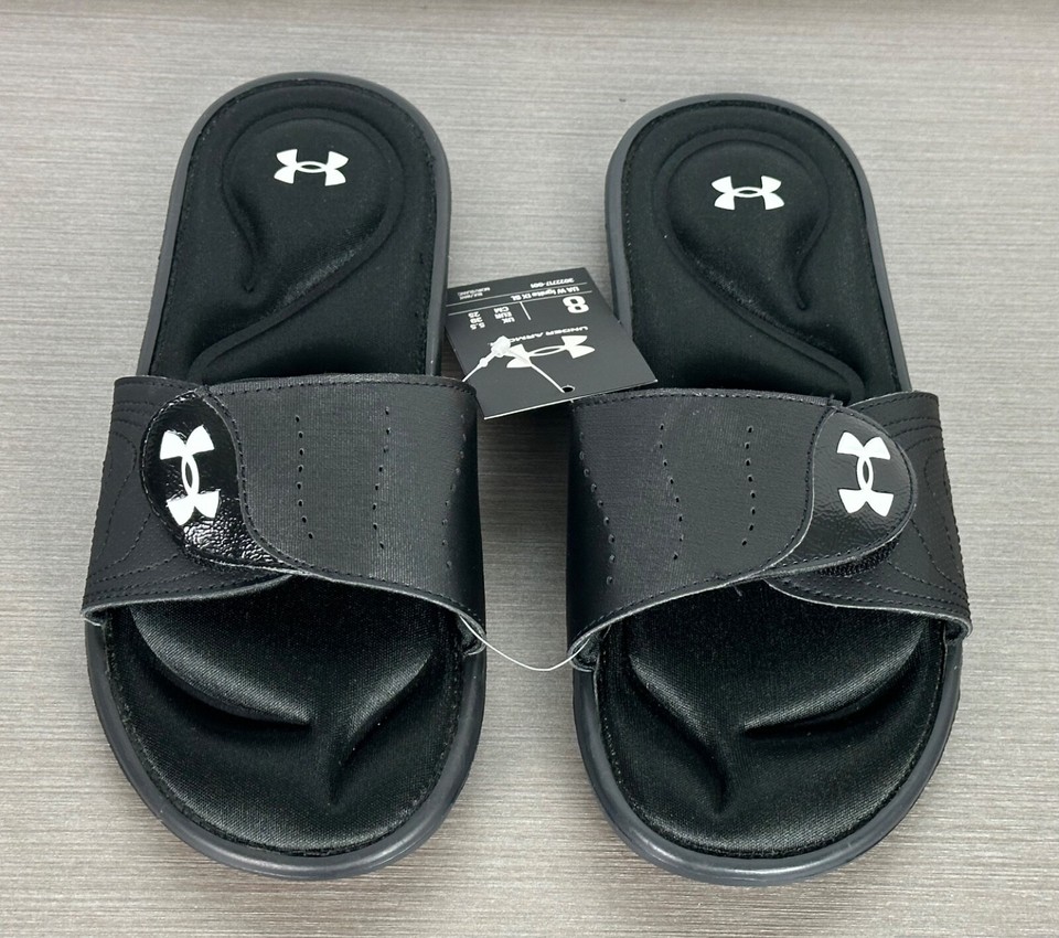 Under Armour Women's Black Slides Adjustable Strap Size 8 New With Tag ...