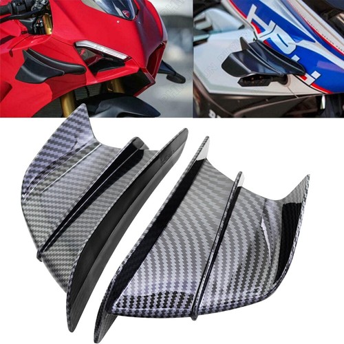 2PCS Carbon Fiber Motorcycle Winglet Side Spoiler Air Deflector Wing ...