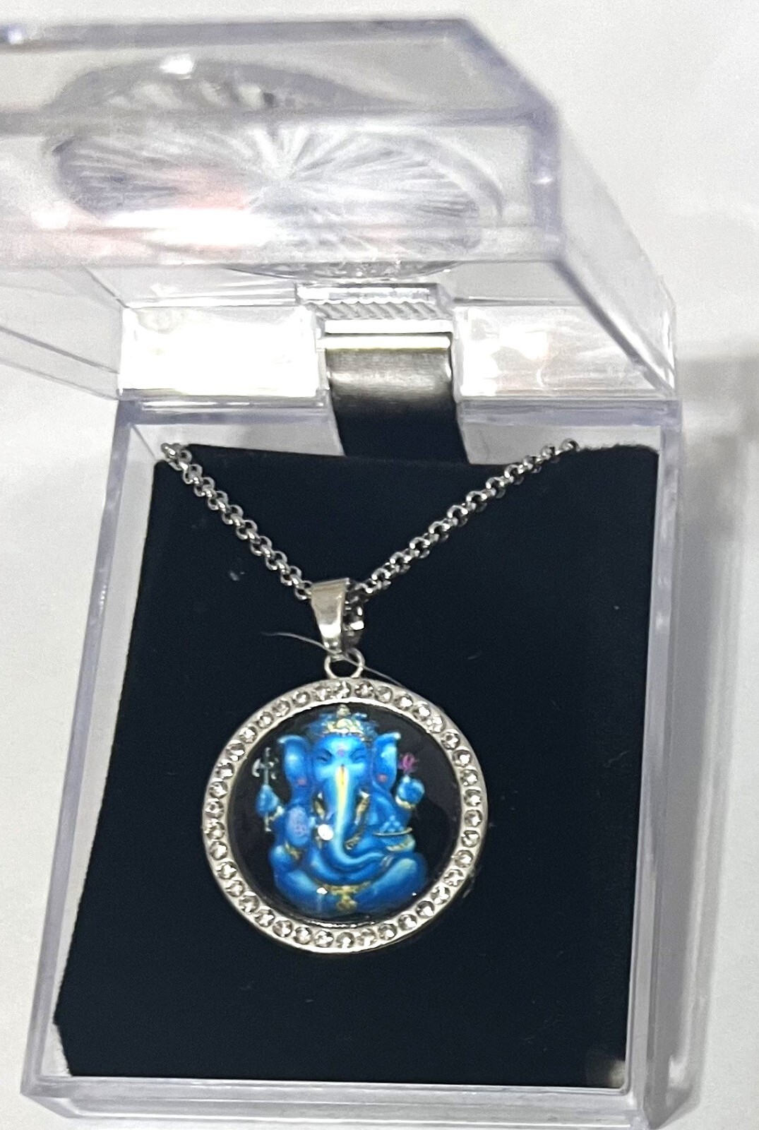 Silvertone Lord Ganesh Ganesha Pendant Necklace 24" Stainless Steel ...