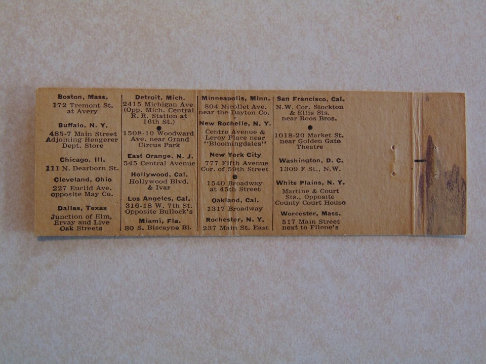 AL263 Vintage Matchbook Cover Mayflower Coffee Shops Boston ...