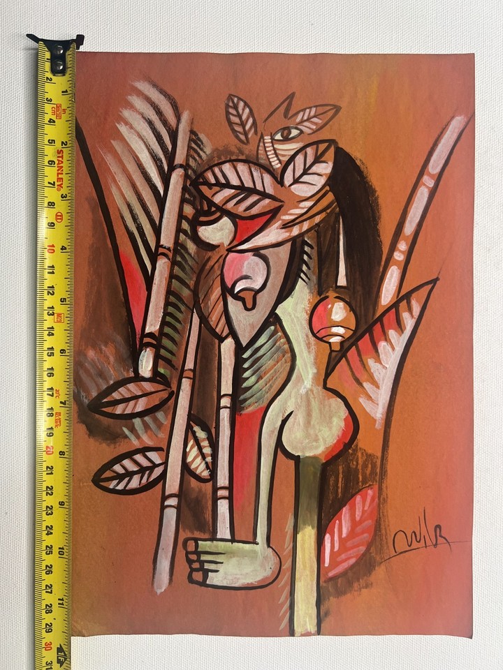 Wifredo Lam Drawing on paper (Handmade) signed and stamped mixed media ...