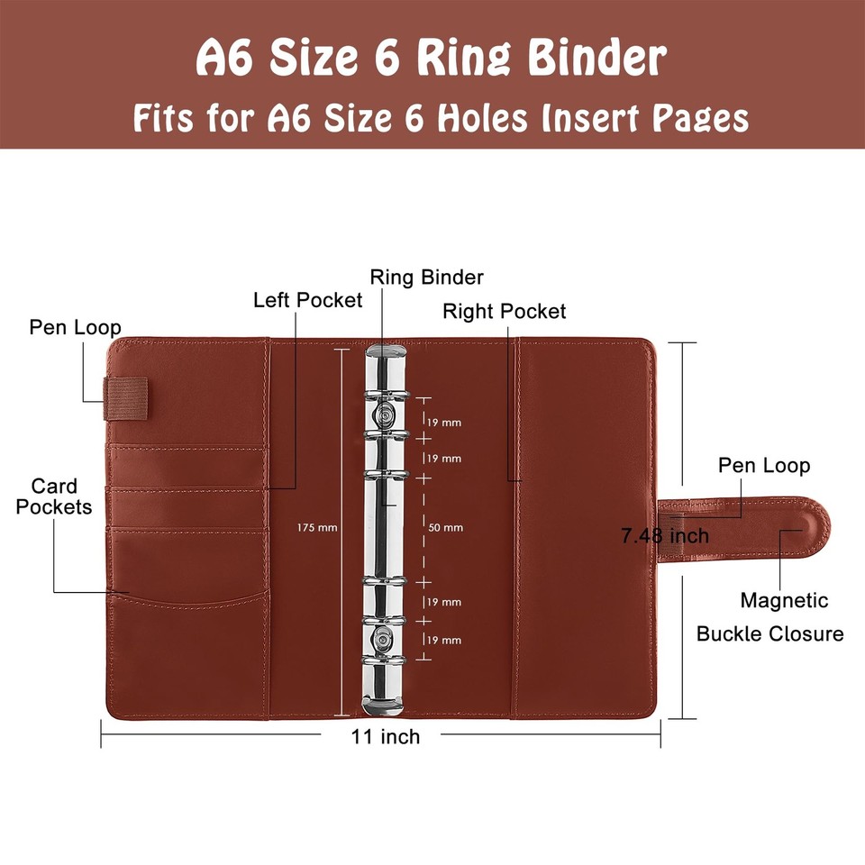 A6 Binder 6 Ring Refillable Notebook Budget Planner for A6 Filler Paper ...