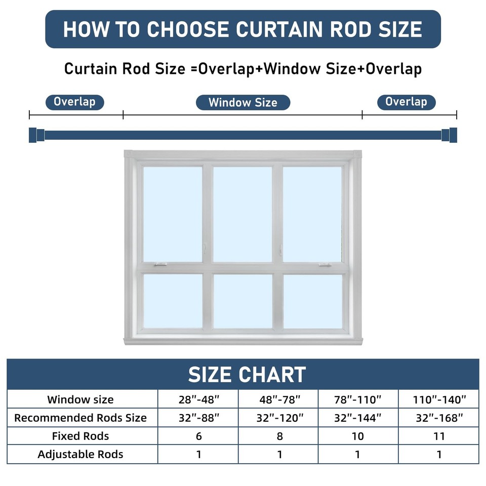 Curtain Rods for Windows 16 to 120 inches Adjustable Decorative Window ...