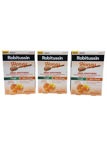 Robitussin Medi-Soothers Honey Lemon Throat Lozenges, Long-Lasting ...