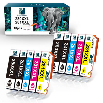10 Pack PGI-280XXL CLI-281XXL Printer Ink for Canon Pixma TS6120 TS6220 ...