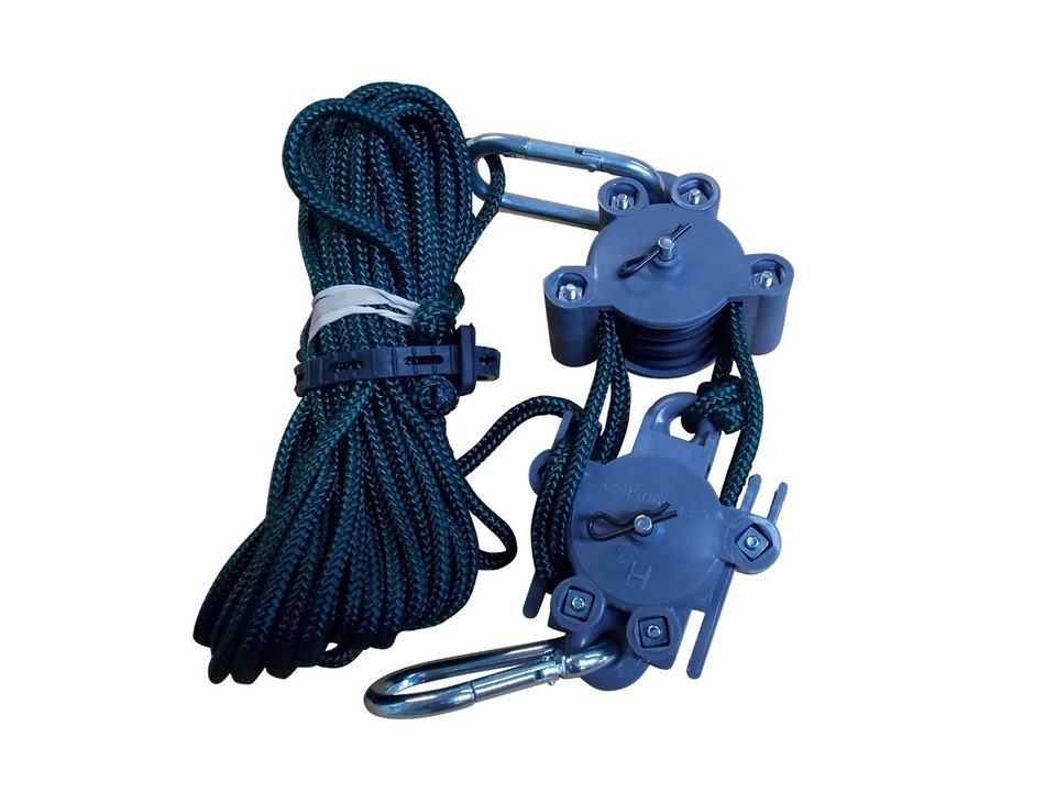 Manual Locking 5:2:1 Hoist with 40 ft.Solid Braid Rope.Weighs 1Lb. 3 oz ...