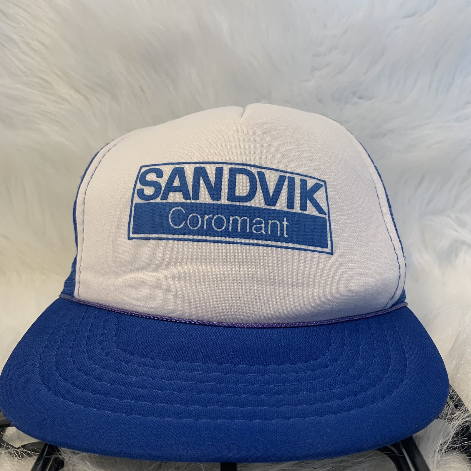 Vintage SANDVIK COROMAT Trucker Adjustable Hat Cap Blue White | eBay