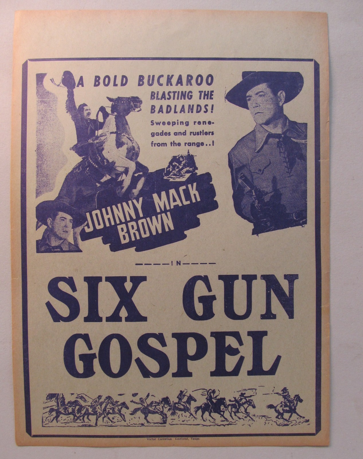 movie broadside 1943 JOHNNY MACK BROWN in SIX GUN GOSPEL | eBay