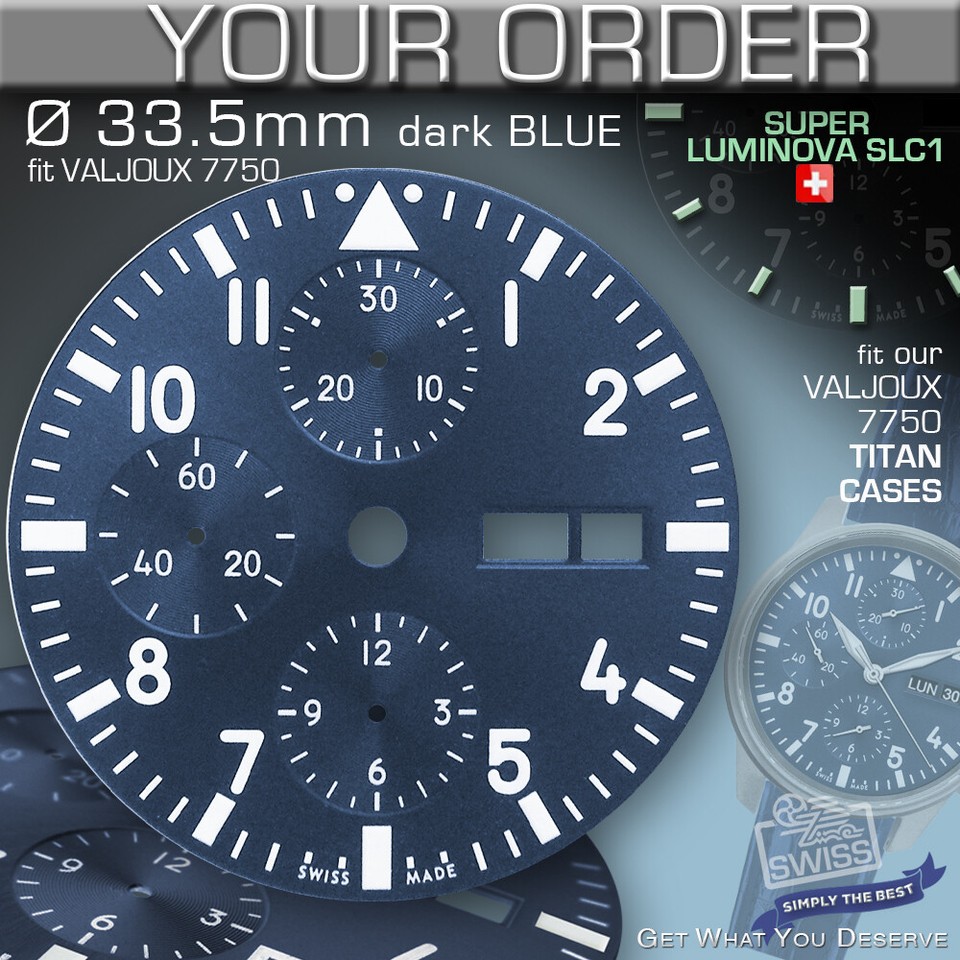 DIAL FIT MOVEMENT ETA VALJOUX 7750, Ø 33.5 mm, 5 COLORS - SUPERLUMINOVA ...